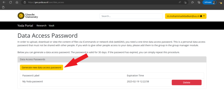 Geo data - support for researchers | Activating Data Access Password on ...