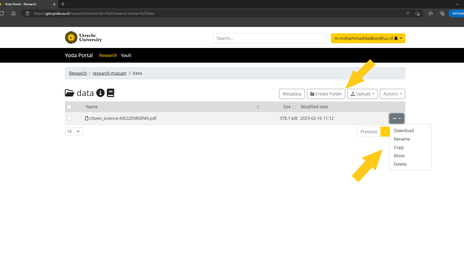 Geo data - support for researchers | Accessing YoDa
