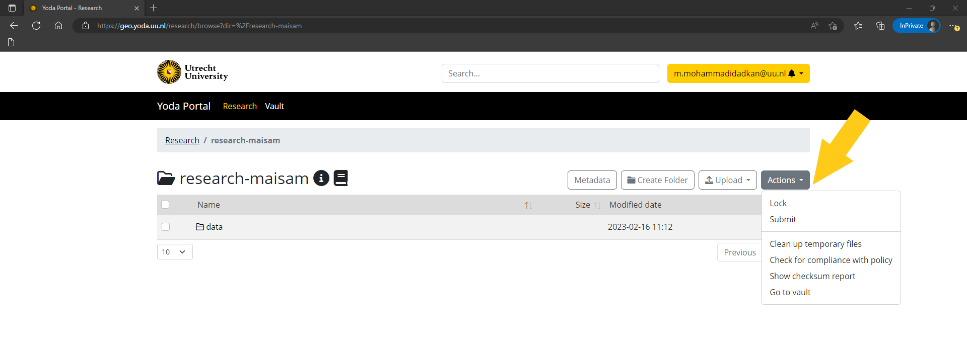 Geo data - support for researchers | Accessing YoDa